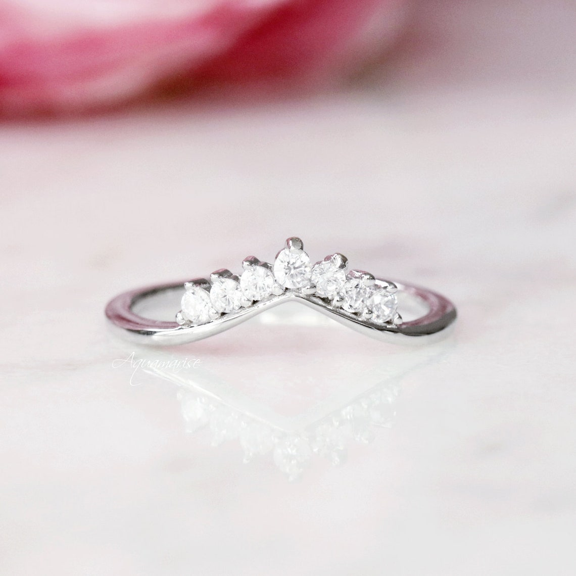 Chevron Wedding Band Sterling Silver Band Curved Wedding - Etsy