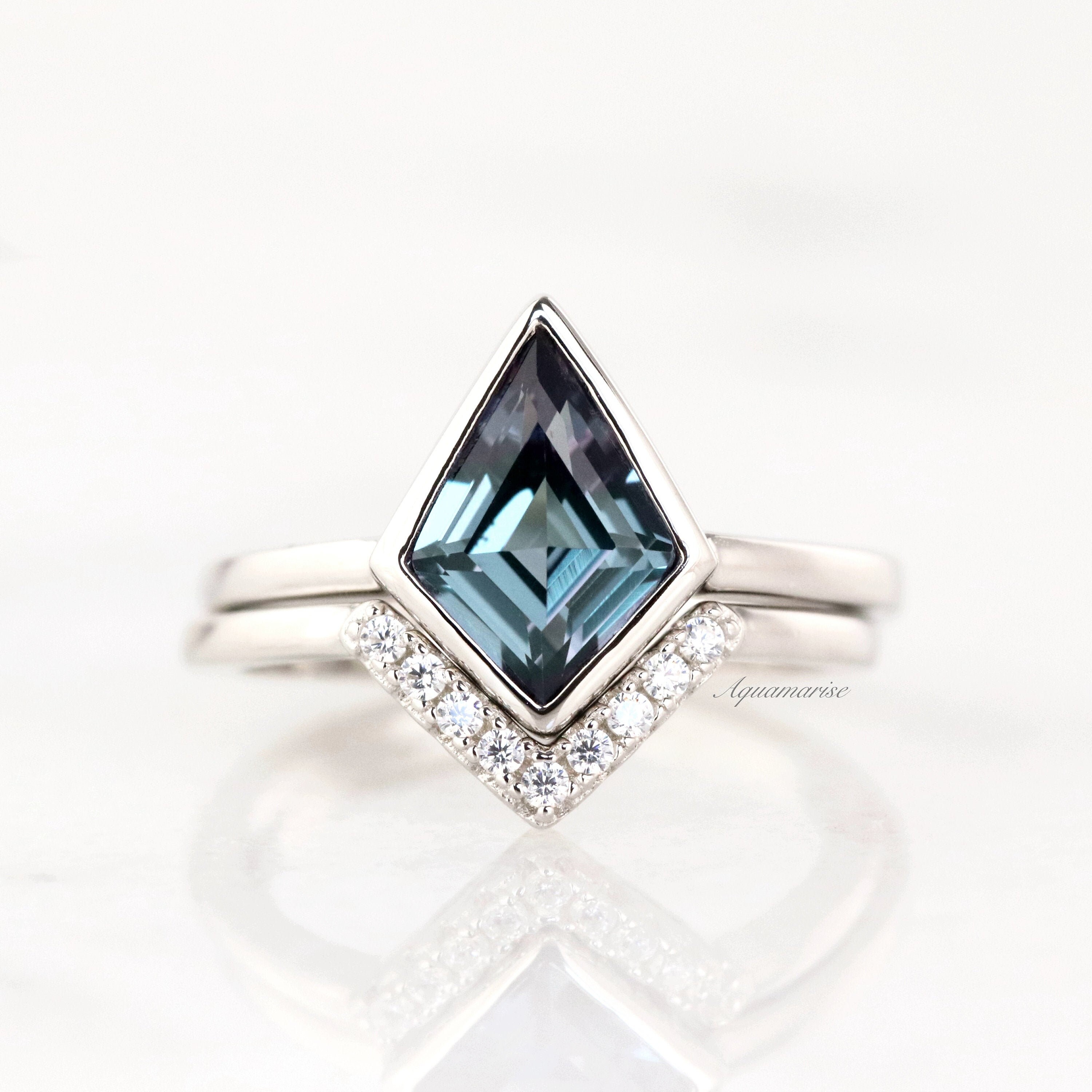 Kite Alexandrite Ring Set Sterling Silver Kite Engagement - Etsy