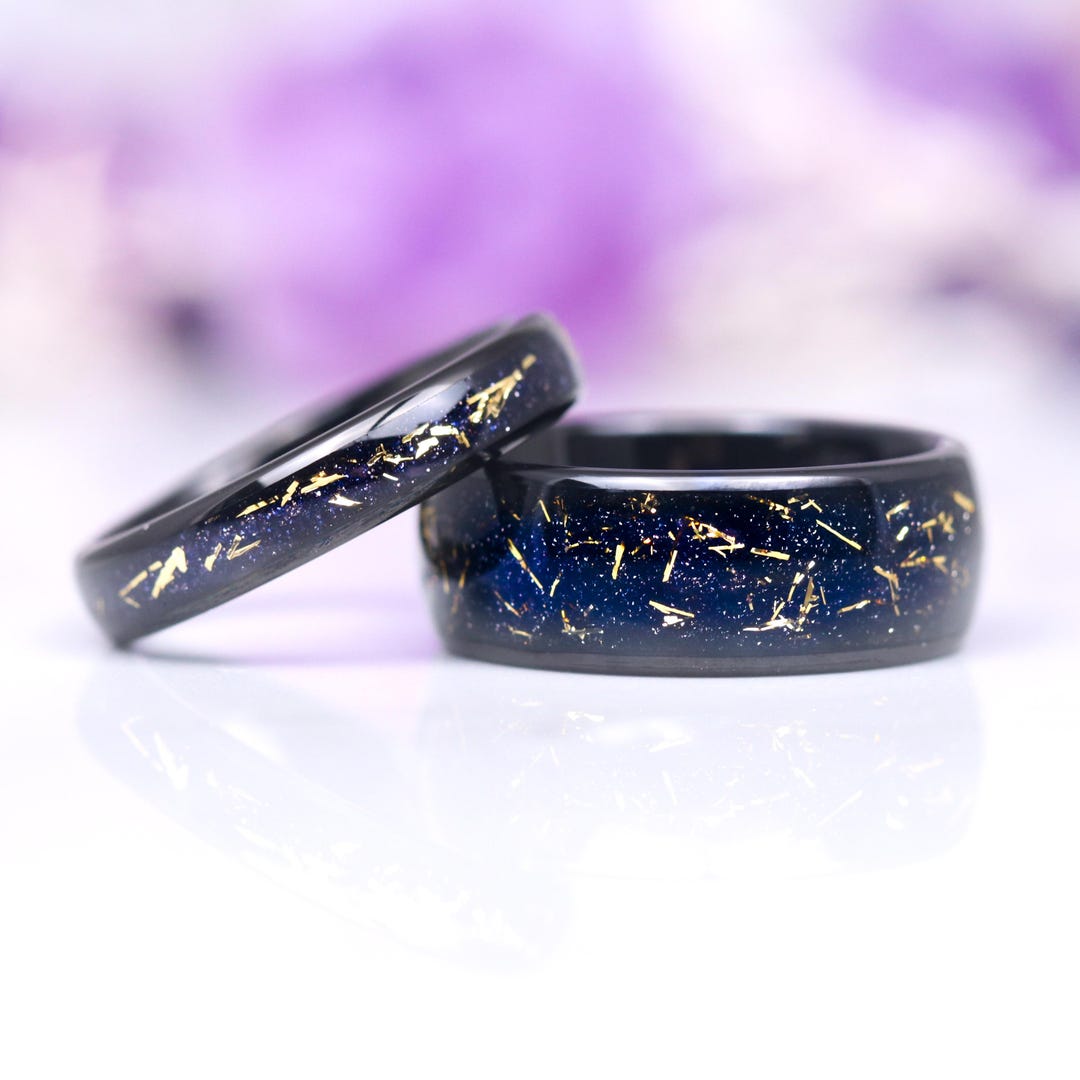 Stardust Couples Ring Set- His and Hers Night Court Matching Wedding ...