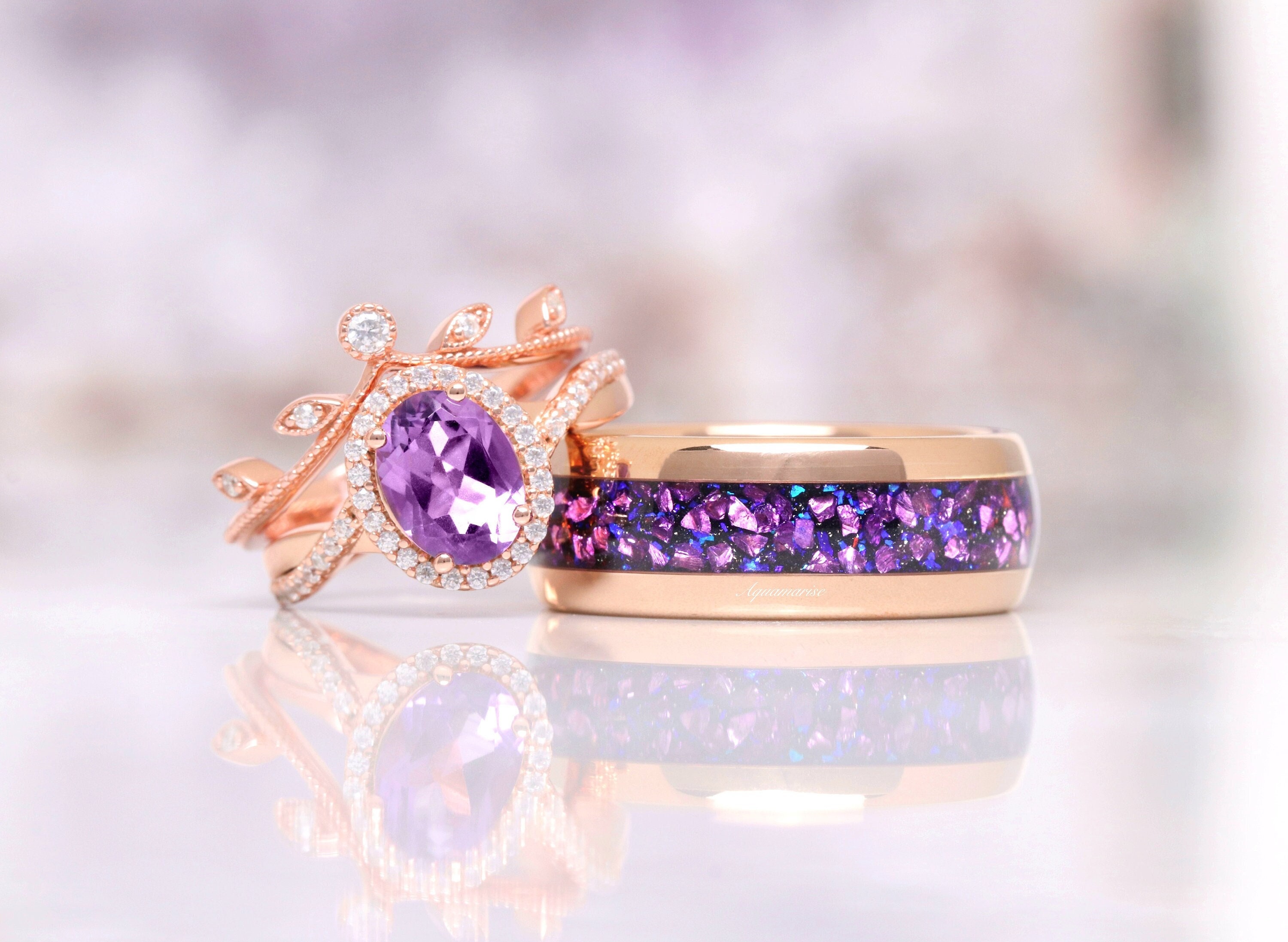 Amethyst Wedding Rings Sets