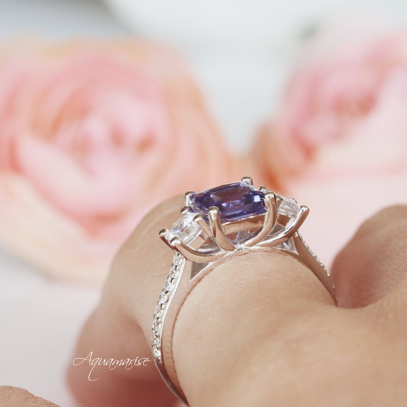 Princess Cut Tanzanite Ring Sterling Silver Purple Gemstone - Etsy