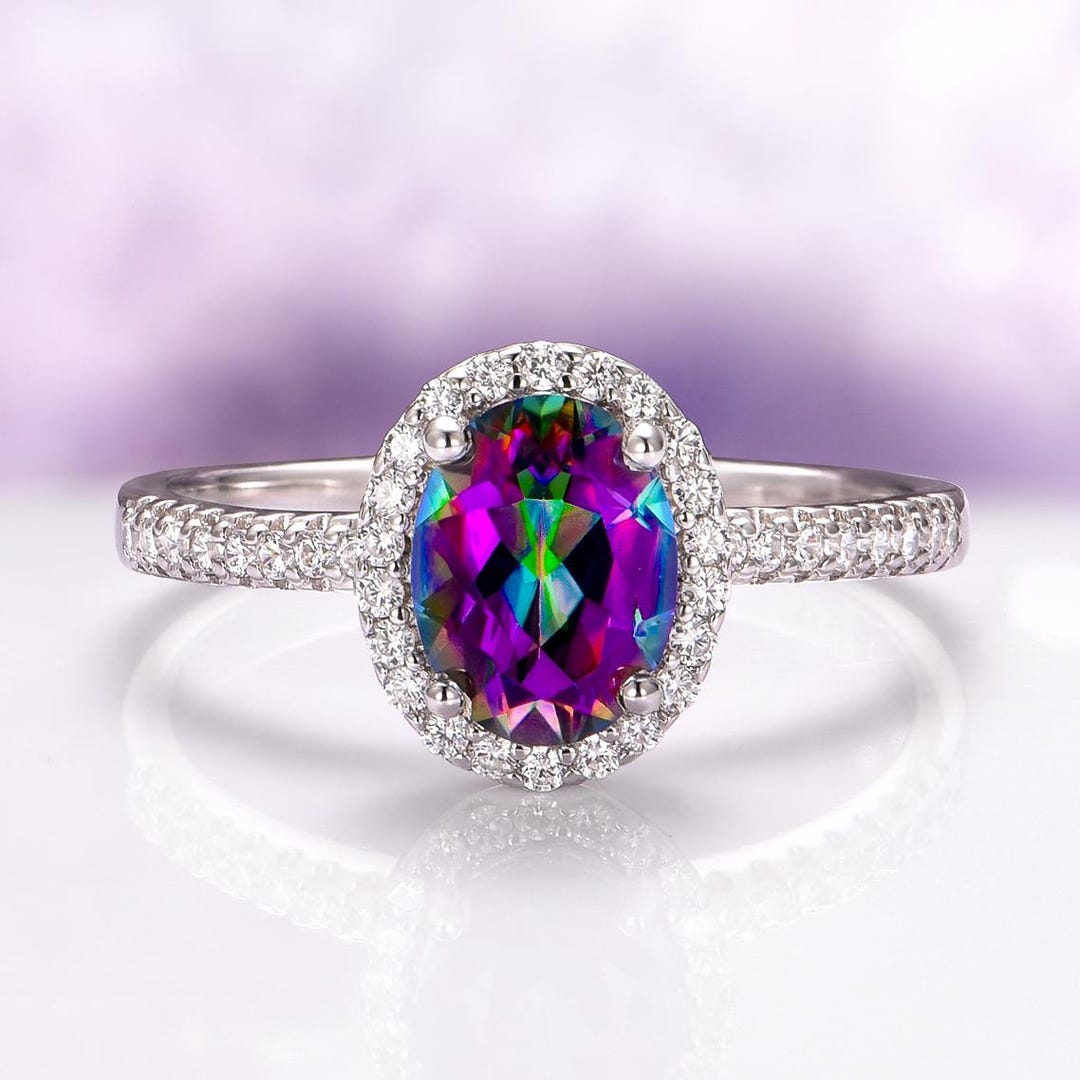 Mystic Topaz Ring in Sterling Silver- Unique Fantasy Engagement or ...