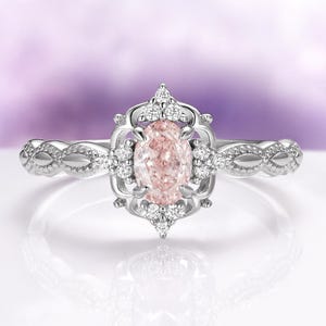 Vintage Oval Morganite Ring – Art Deco Sterling Silver Promise Ring - Etsy