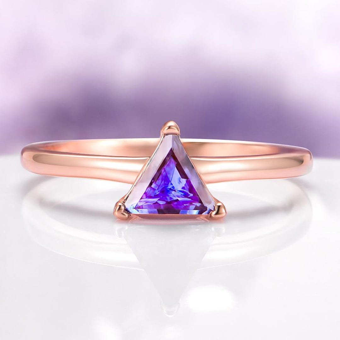Triangle Cut Alexandrite Ring for Woman- Minimalist Color Changing ...