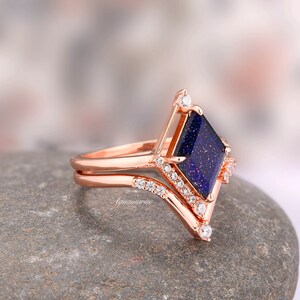 Kite Galaxy Sandstone Ring Set for Women- 14K Rose Gold Vermeil Unique ...