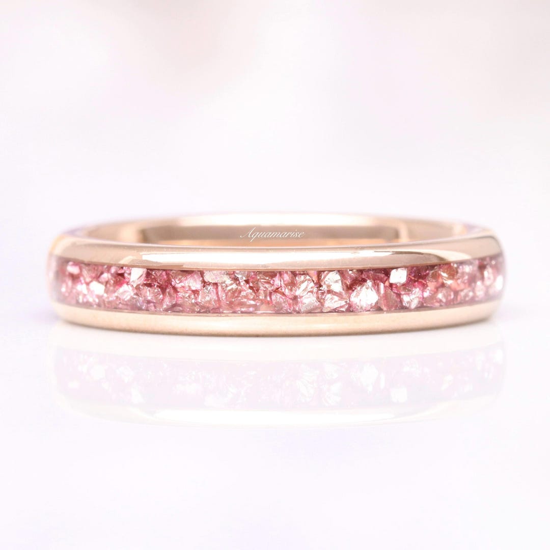 Pink Morganite Ring Rose Gold Tungsten Ring Womens/ Mens Wedding Band ...