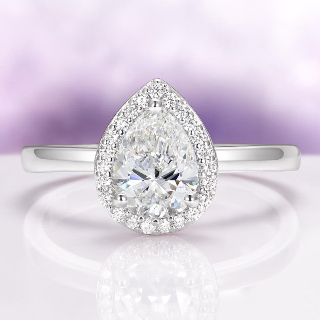 Teardrop Simulated Diamond Engagement Ring in 925 Sterling Silver ...