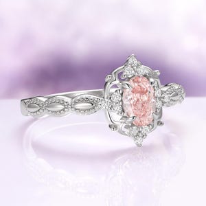 Vintage Oval Morganite Ring – Art Deco Sterling Silver Promise Ring - Etsy