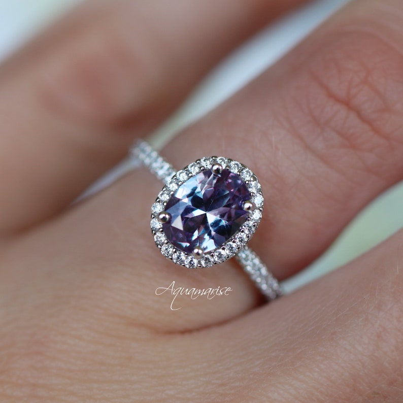 Oval Alexandrite Ring Sterling Silver Ring Genuine - Etsy