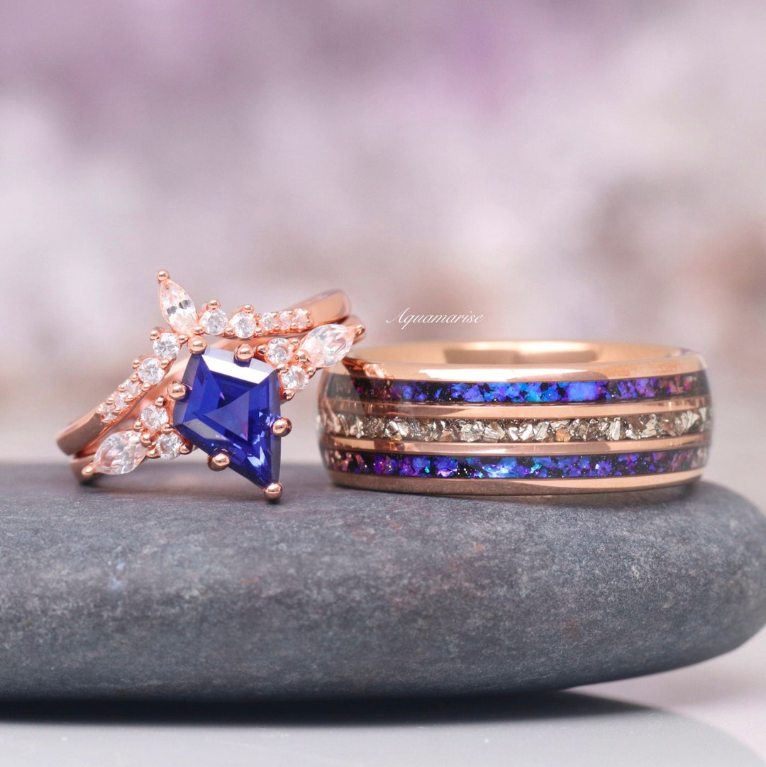 Skye Orion Nebula & Cornflower Sapphire Couples Ring- His and Hers Ring ...