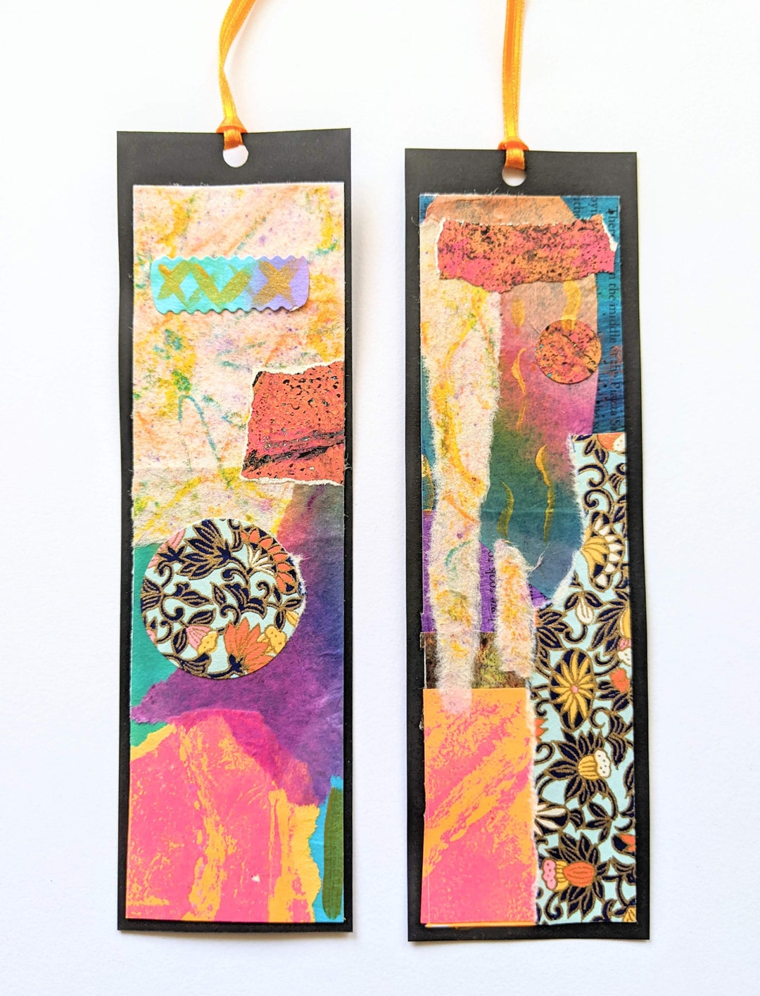 Collage Bookmarks Handmade Paper Bookmarks Technicolor Collage - Etsy