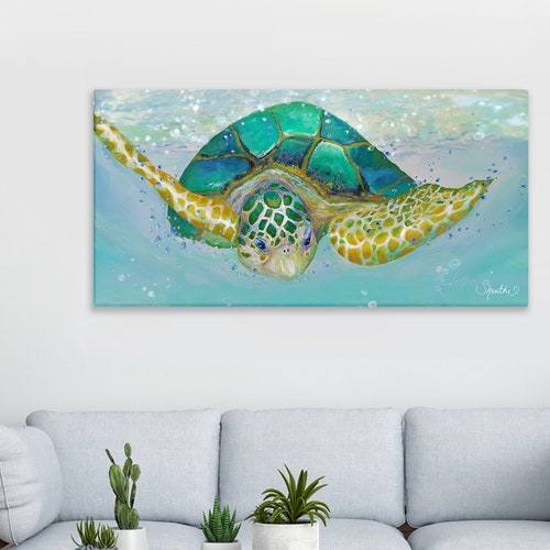 Sea Turtle Wall Art Sea Turtle Decor Coastal Bathroom Decor - Etsy