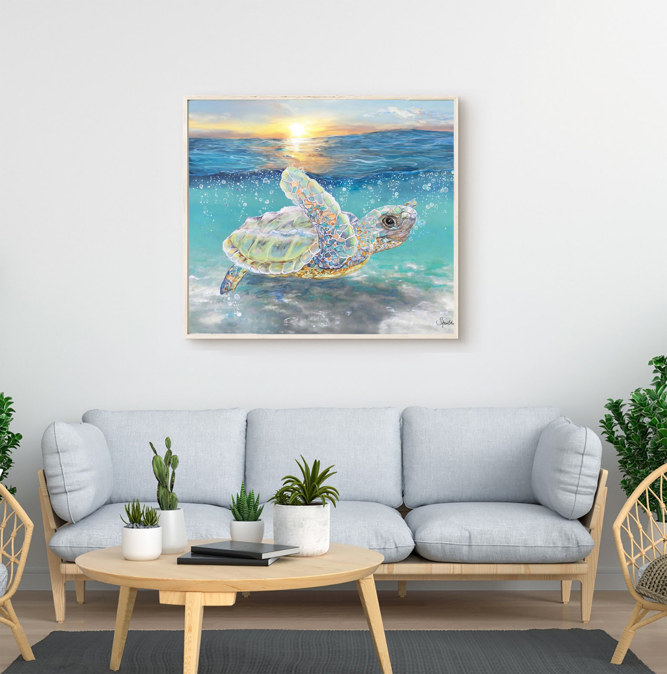 Sea Turtle Wall Art, Sea Turtle Decor, Coastal Bathroom Decor, Sea ...