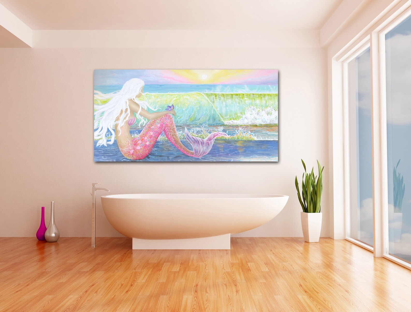 Mermaid Wall Art, Mermaid Decor, Bathroom Decor, Coastal & Tropical ...