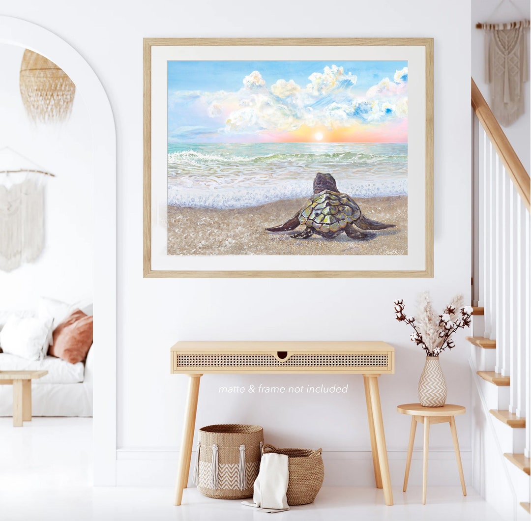 Sunrise Prints, Sea Turtle Art Prints, Beach Art, Coastal Bathroom ...