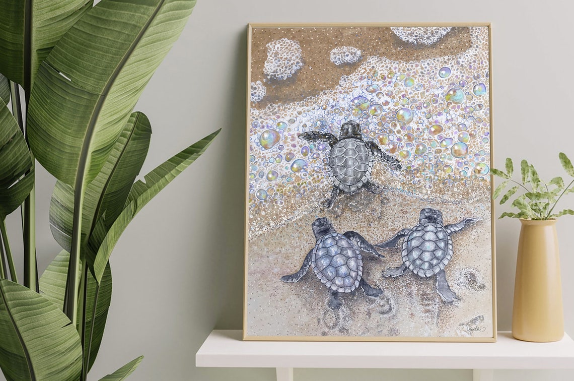 Sea Turtle Art Baby Sea Turtle Paintings Sea Turtle Prints - Etsy