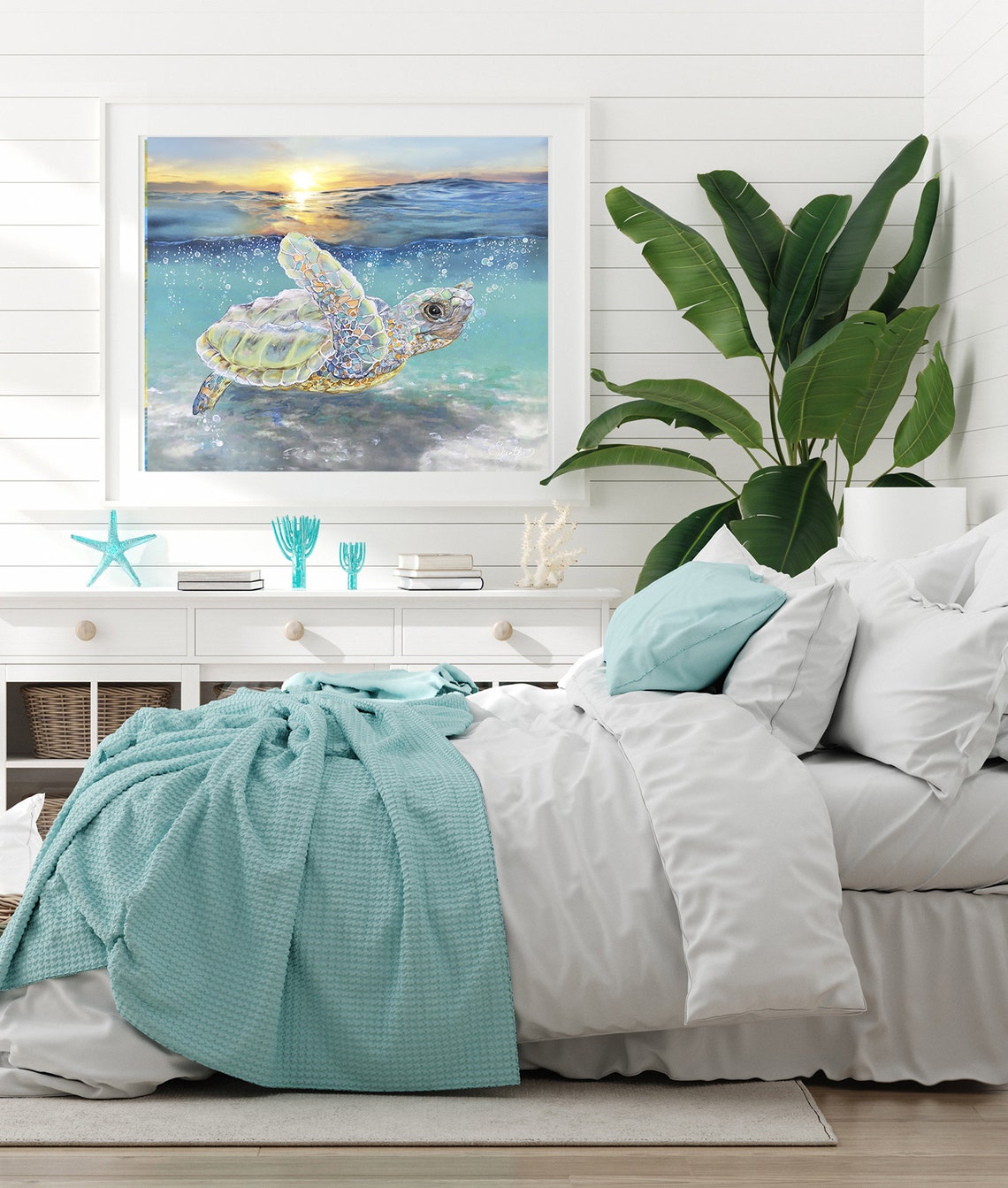 Sea Turtle Wall Art Sea Turtle Decor Coastal Bathroom Decor - Etsy