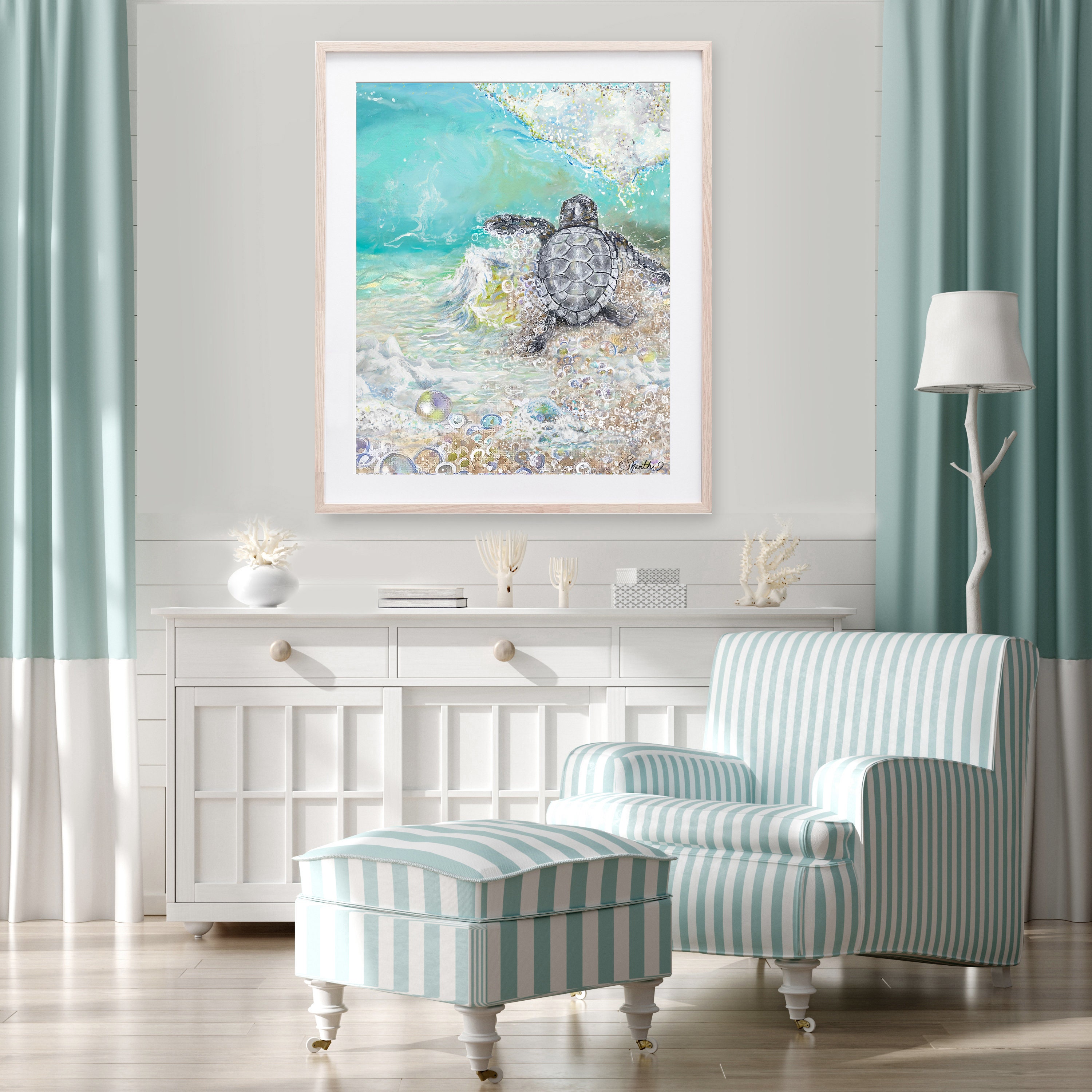 Beach Bathroom Decor Sea Turtle Art Prints Coastal Bathroom - Etsy