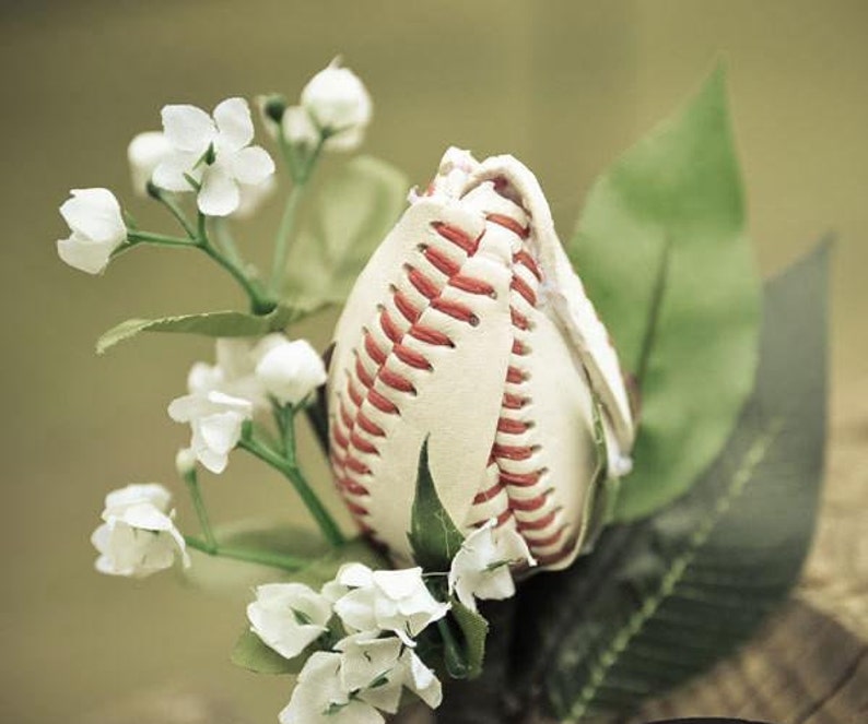 Baseball Rose Boutonniere - Etsy