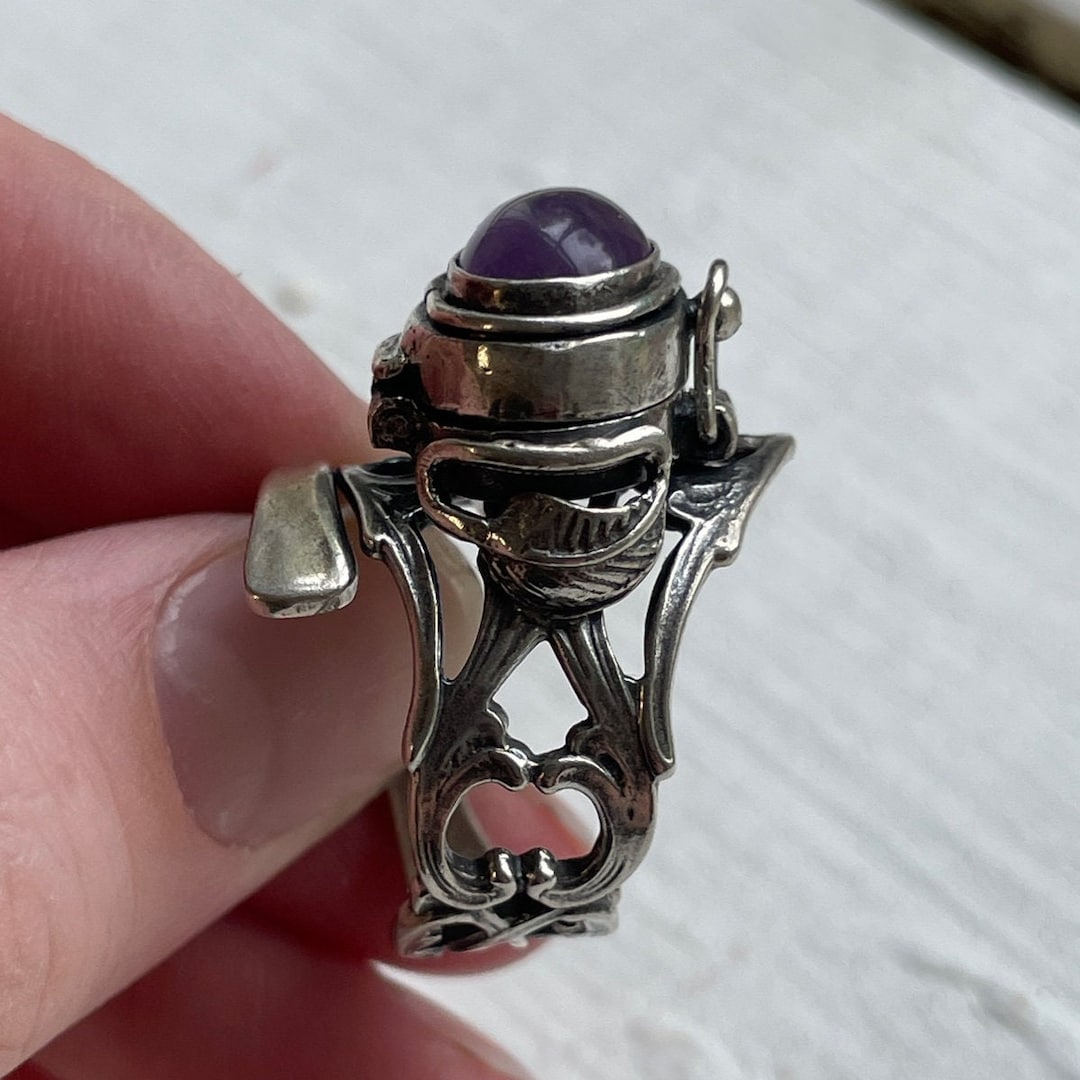 Handmade Solid 925 Silver & Amethyst Poison Ring - Etsy