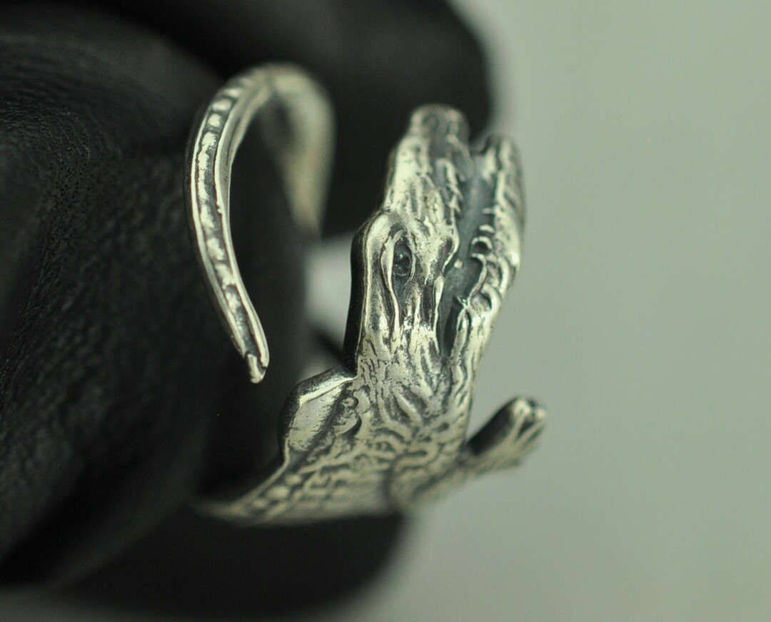 Solid 925 Sterling Silver Alligator Adjustable Spoon Ring - Etsy