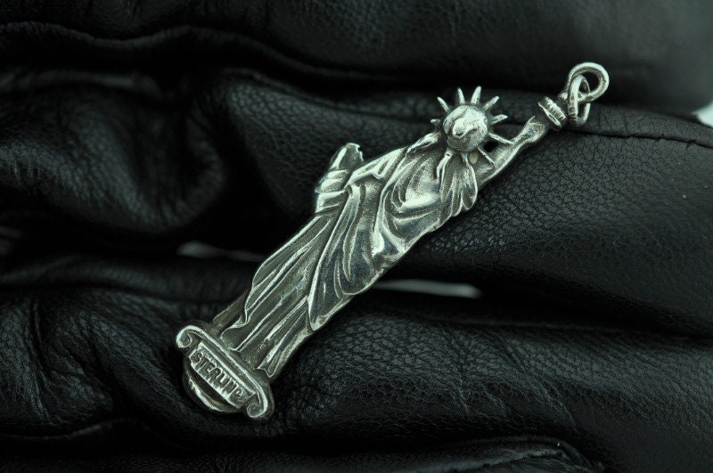 Solid 925 Sterling Silver Large Statue of Liberty Freedom Pendant - Etsy