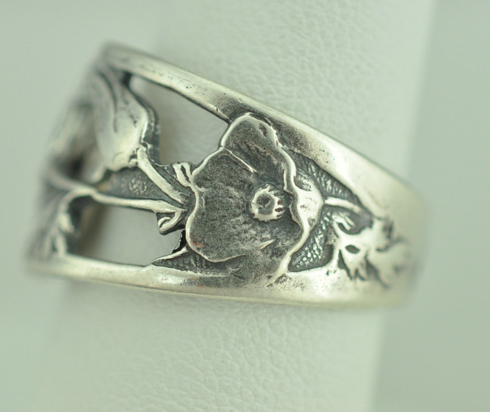 Solid 925 Sterling Silver California Flower Adjustable Spoon Ring - Etsy