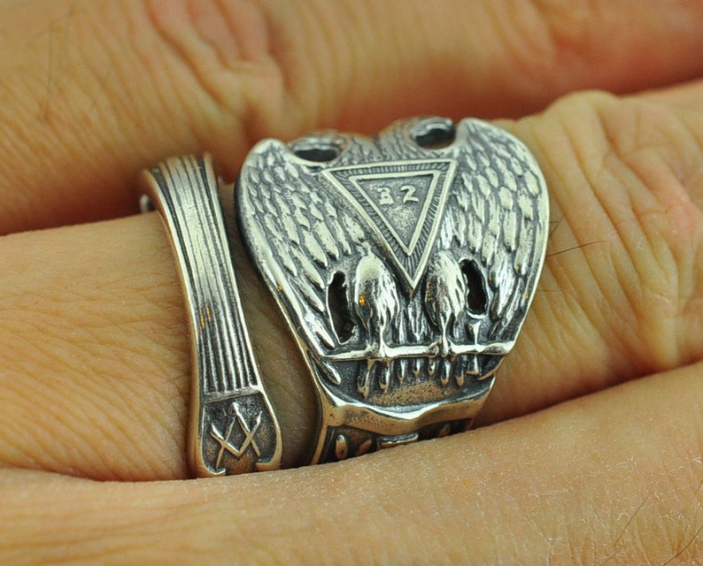 925 Sterling Silver Double Headed Eagle Freemason Masonic Scottish Rite ...