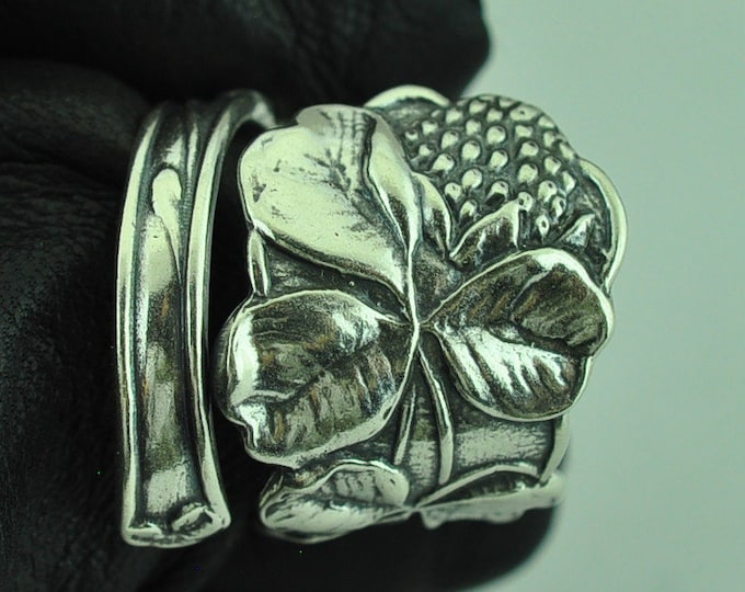 Solid 925 Sterling Silver Shamrock Adjustable Spoon Ring - Etsy