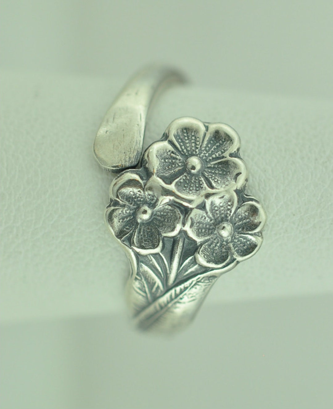 Solid 925 Sterling Silver Forget-me-not Flower Adjustable Spoon Ring - Etsy