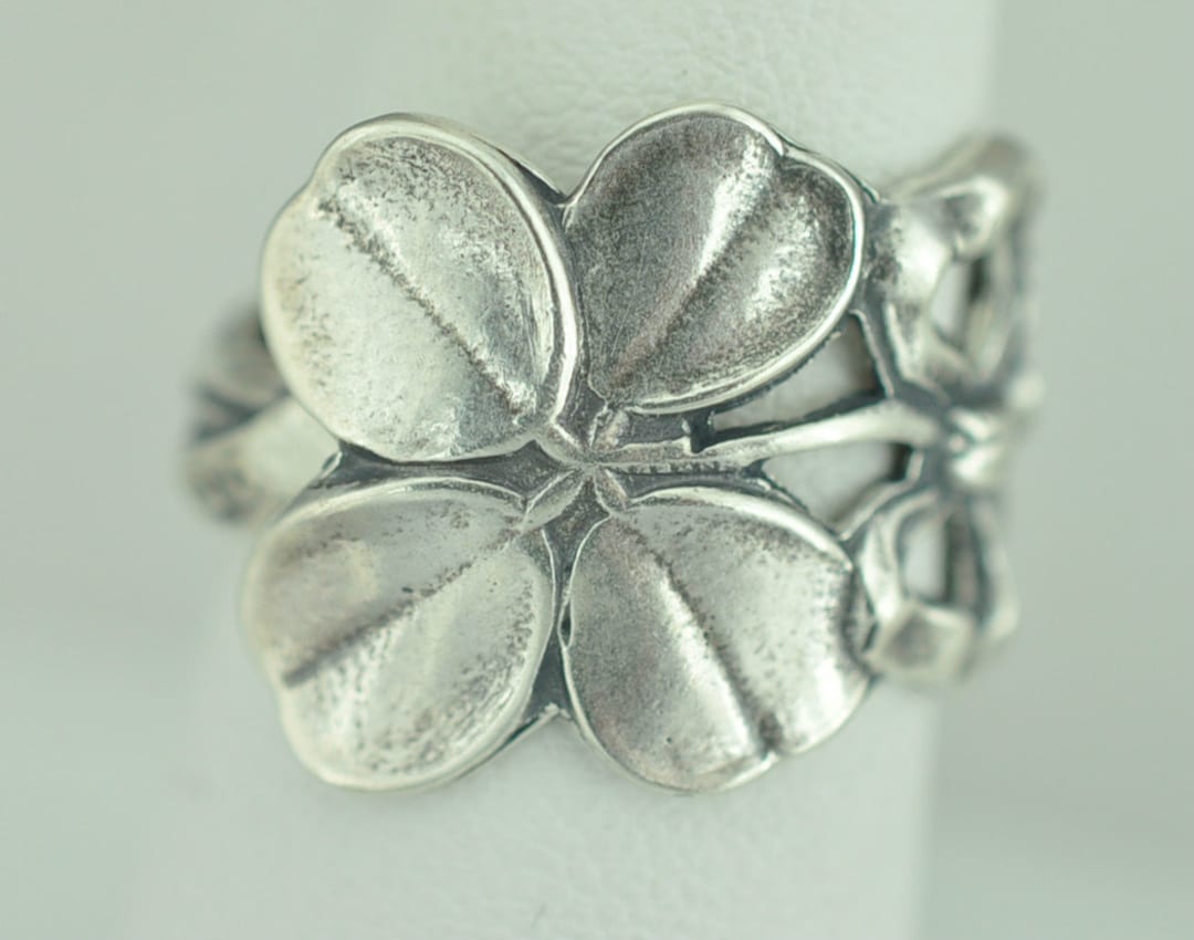 Dainty Solid 925 Sterling Silver Small Four-leaf-clover Flower Floral ...