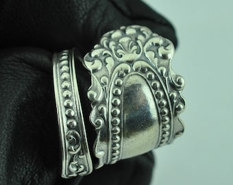 Solid 925 Sterling Silver Flower Floral Adjustable Spoon Ring - Etsy