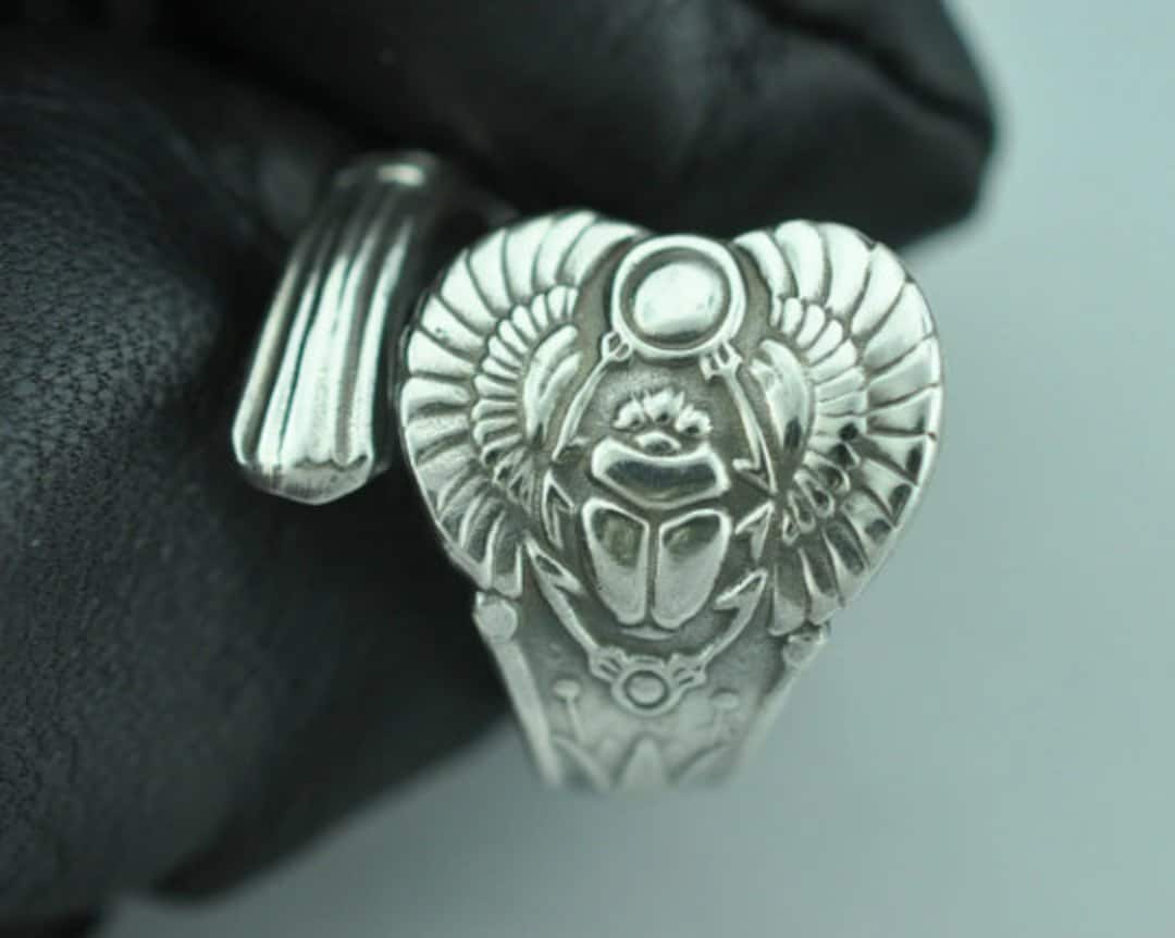 Solid 925 Sterling Silver Egypt Scarab Pharaoh Immortal Amulet ...