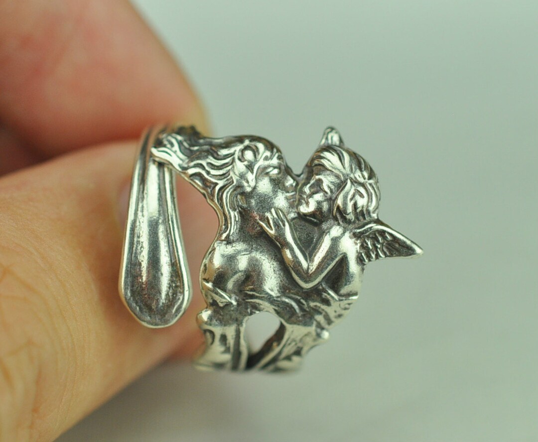 Solid 925 Sterling Silver Venus Cupid Adjustable Spoon Ring - Etsy