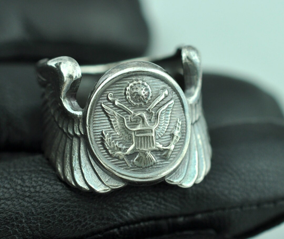Large Solid 925 Sterling US Air Force Aircrew Crewman Wings Ring - Etsy