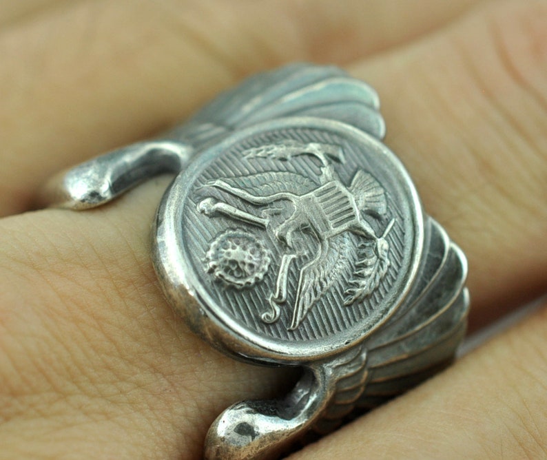 Large Solid 925 Sterling US Air Force Aircrew Crewman Wings Ring - Etsy