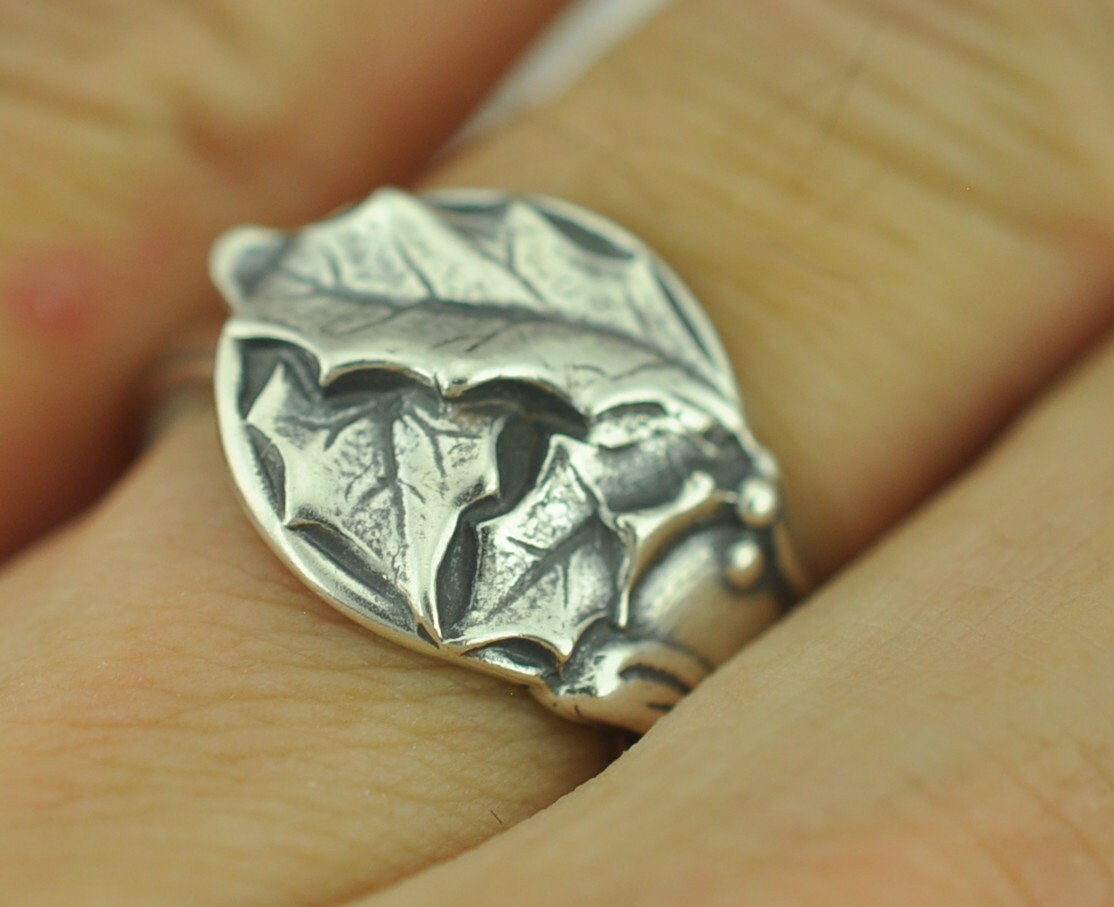 Dainty Solid 925 Sterling Silver Holly Tree Mistletoe Leaf Flower ...