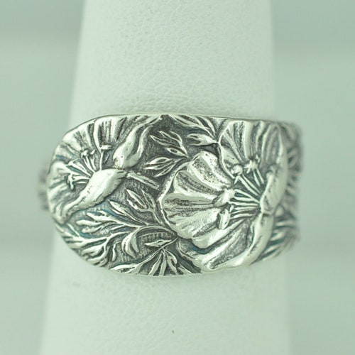 Silver Ring Flower Poppy Ring Botanical Jewelry Floral - Etsy