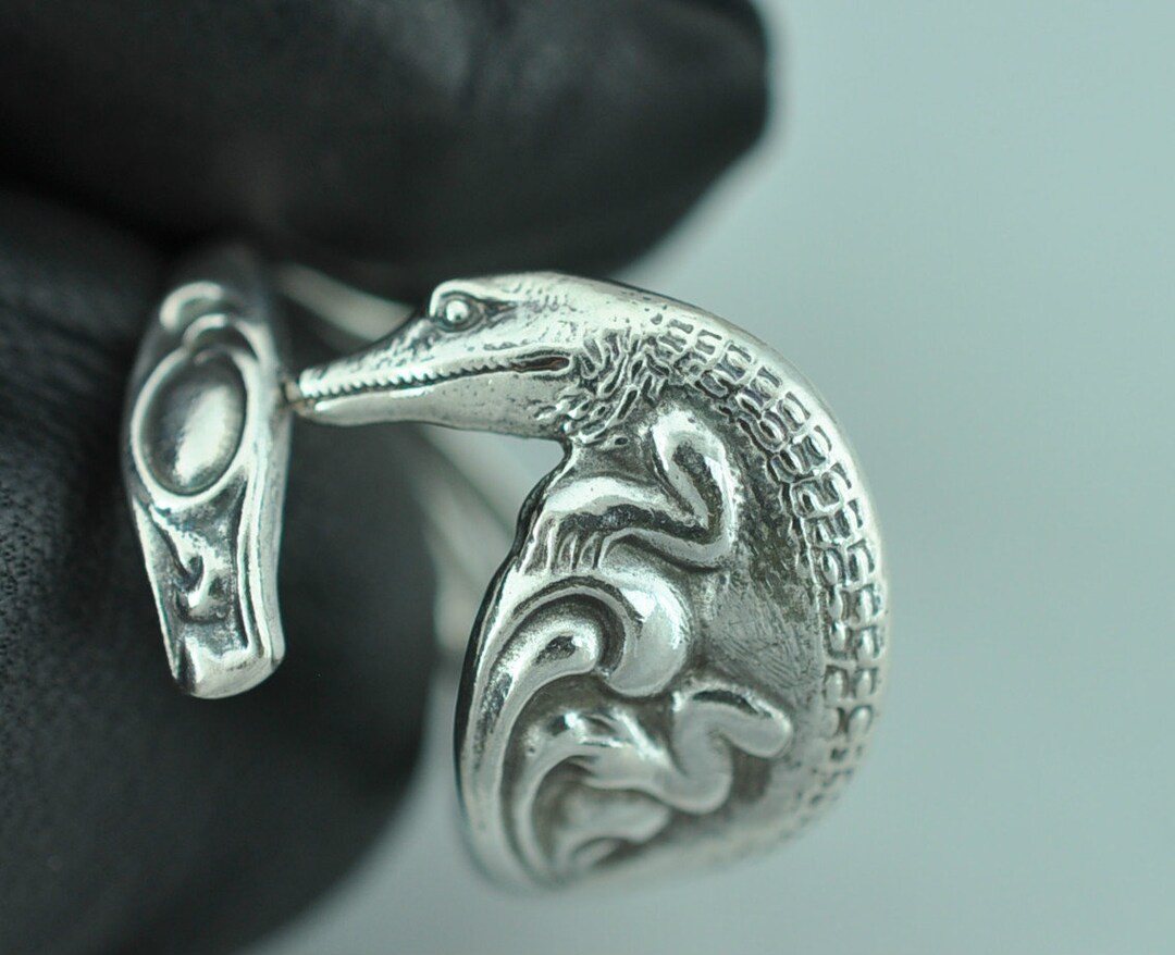 Solid 925 Sterling Silver Alligator Adjustable Spoon Ring - Etsy