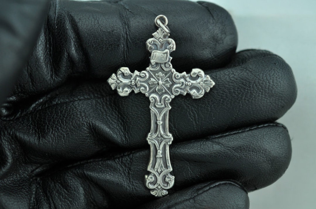Solid 925 Sterling Silver Cross Amulet Charm or Pendant - Etsy