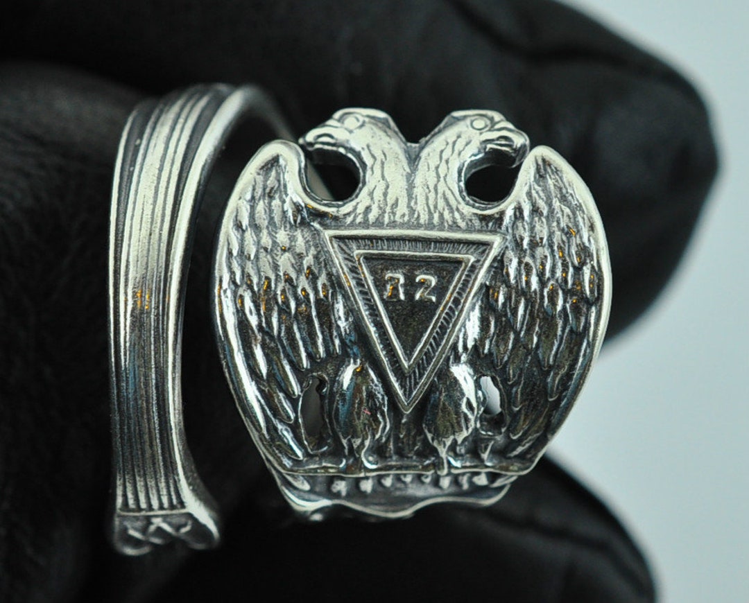 925 Sterling Silver Double Headed Eagle Freemason Masonic Scottish Rite ...