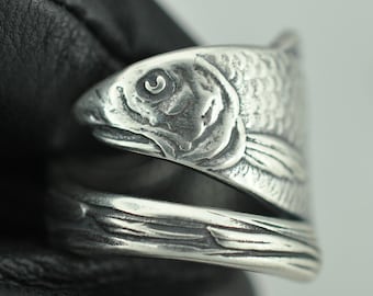 Solid 925 Sterling Silver Triple Fish Adjustable Spoon Ring - Etsy