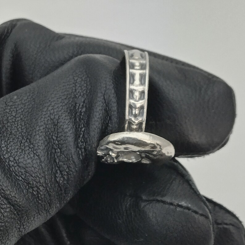 Solid 925 Sterling Silver Human Skull With Spine Adjustable Spoon Ring ...