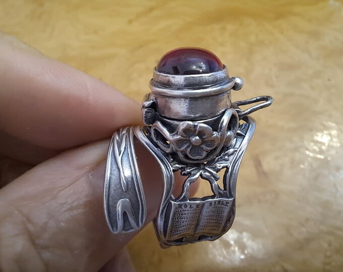 Solid 925 Silver Handmade Ruby Heavy Poison Ring - Etsy