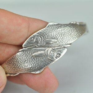 6'' Solid 925 Sterling Silver Two Fish Cuff Bracellet - Etsy