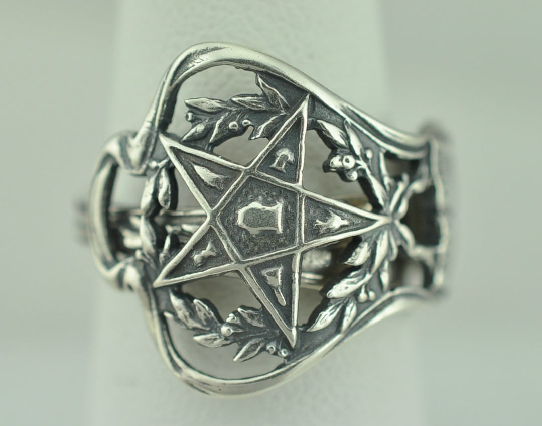 Solid 925 Sterling Silver OES Order of Eastern Star Masonic Adjustable ...