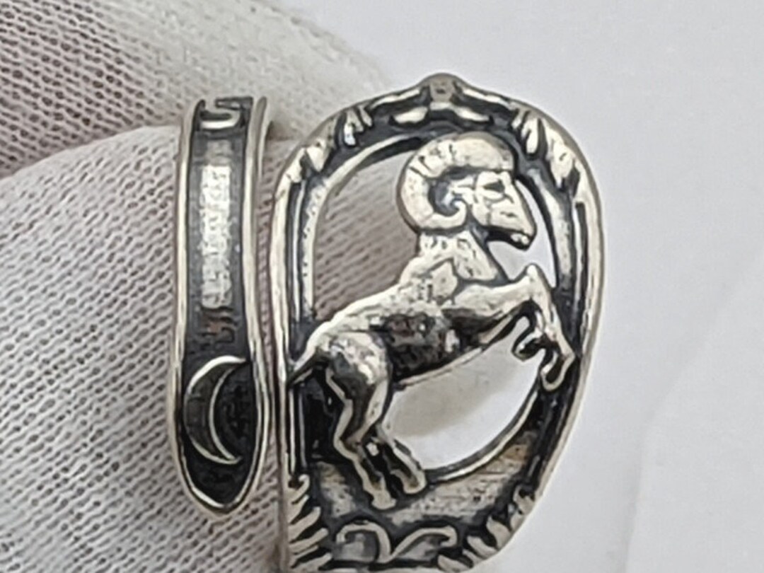 Melusine Solid 925 Sterling Silver Aries Zodiac Birthday Adjustable Spoon Ring Style - Etsy