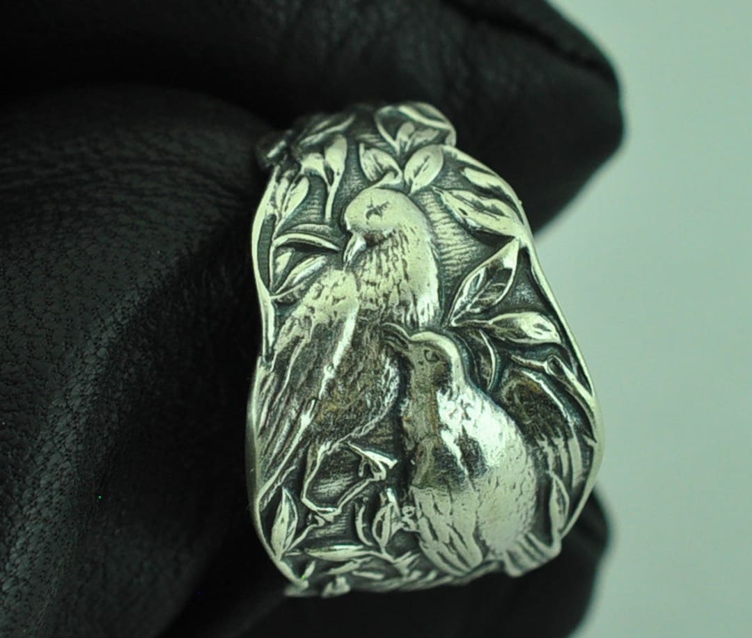 Solid 925 Sterling Silver Birds Adjustable Spoon Ring - Etsy