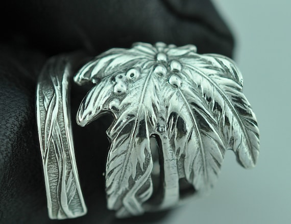 Solid 925 Sterling Silver Palm Tree Flower Floral Adjustable | Etsy