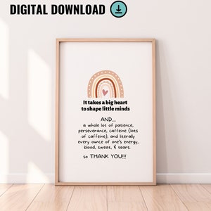 Witty Funny Teaching Thank You Printable 8 X 10 " Printable Teacher ...